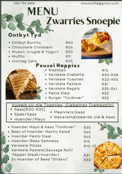 Menu – Zwarries Snoepie